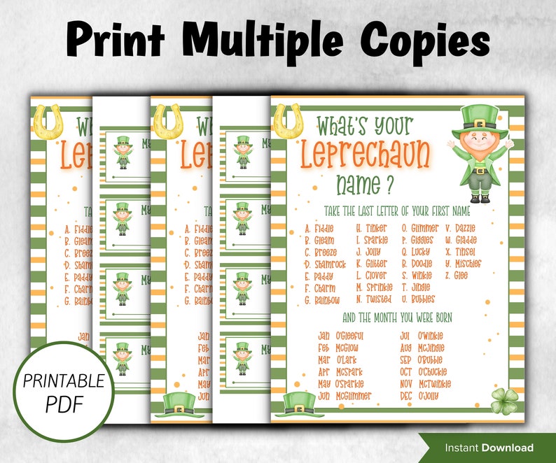 St Patricks Day Games, Leprechaun Name Tag Game, Leprechaun Name Board ...