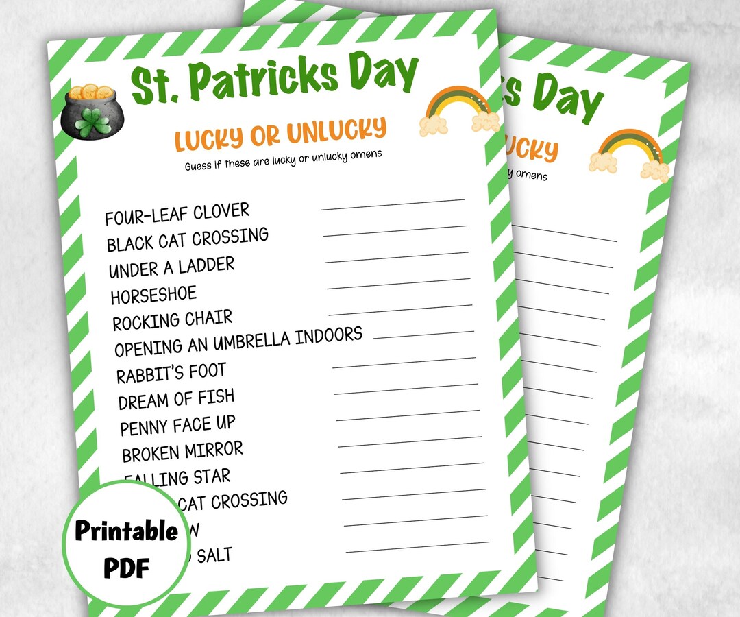 St. Patrick's Day Luck Unlucky Game, Office Fun, No Drinking Activity ...
