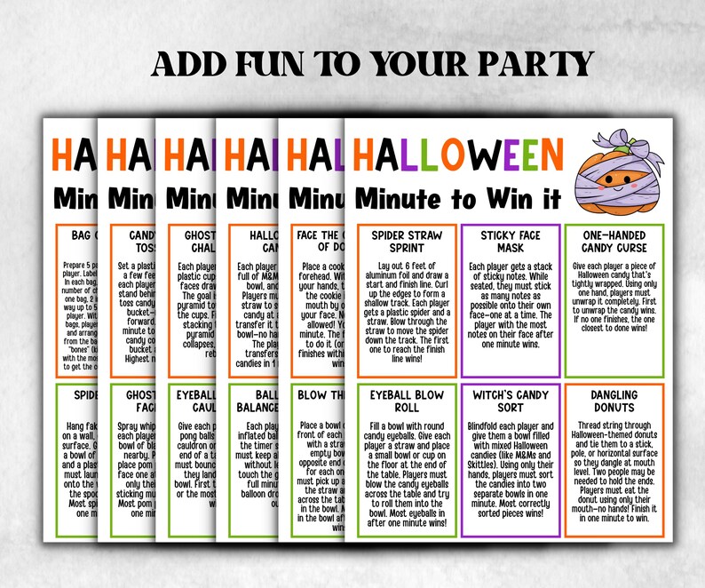 Halloween Minute to Win It Activity, Printable Trick or Treat ...