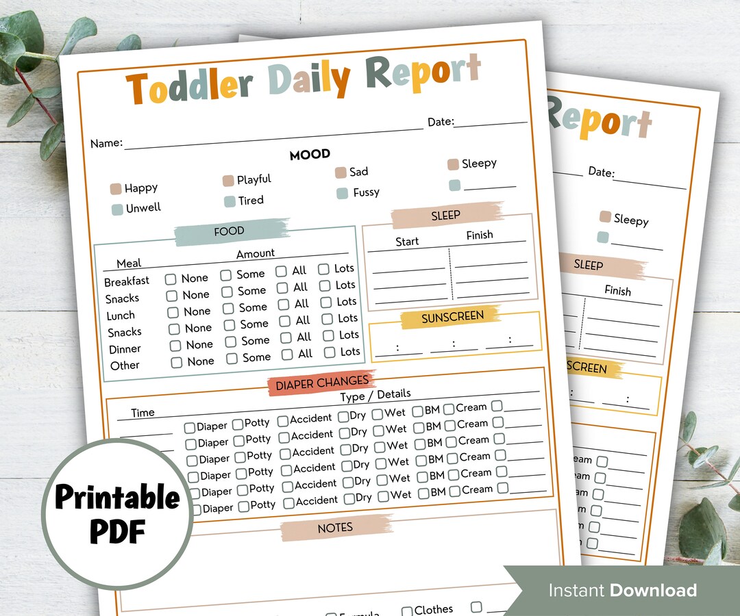 Baby Daily Log I Toddler Daily Log I Babysitter Log I Daycare Daily ...