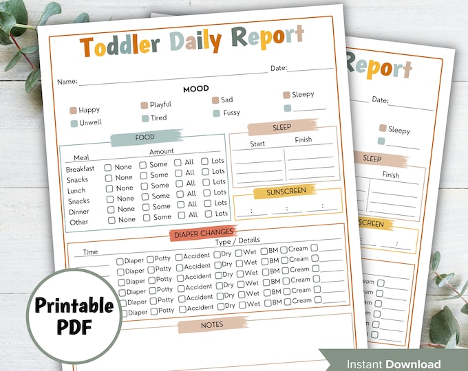 My Day Today, Daycare Daily Report, Fillable Daily Report for Daycare ...
