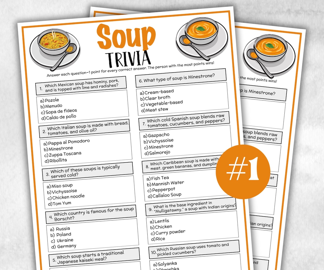 Printable Soup Trivia, Team Building Games, Soup Competition, Winter ...