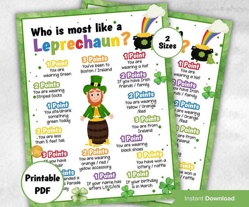 Leprechaun Name Game, St Patricks Day Activity, St Patricks Day Party ...