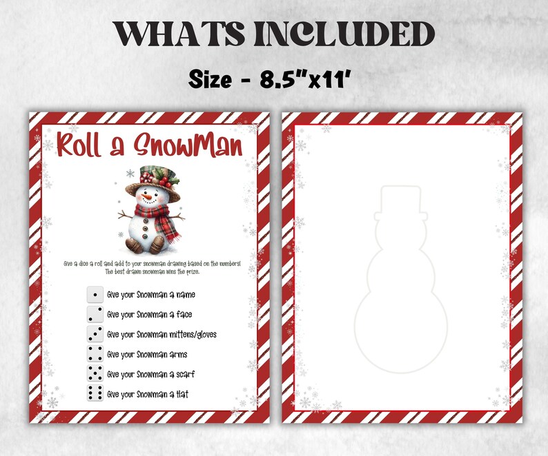 Printable Christmas Activity, Holiday Classroom Game, Roll a Snowman ...