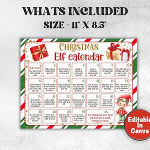 Kids Elf Advent Calendar, Christmas Planner, Christmas Elf Countdown ...