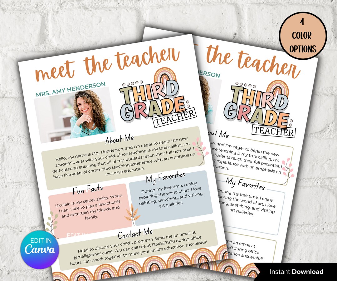 Groovy Meet the Teacher I Third Grade Teacher I Boho Teacher I Meet the ...