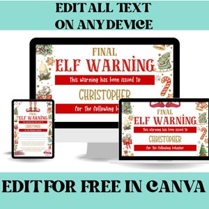 Elf Official Warning Letter, Final Warning Letter, Elf Letter Template ...
