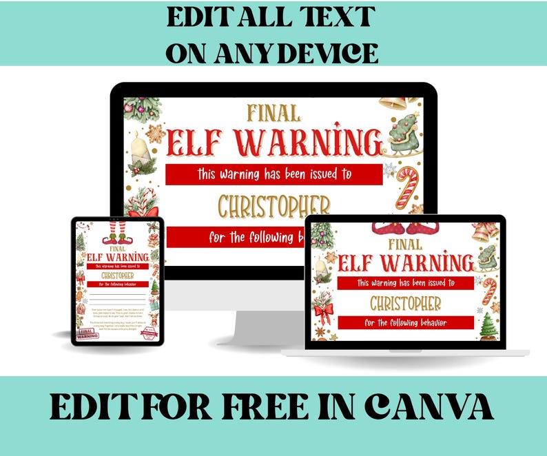 Elf Official Warning Letter, Final Warning Letter, Elf Letter Template ...