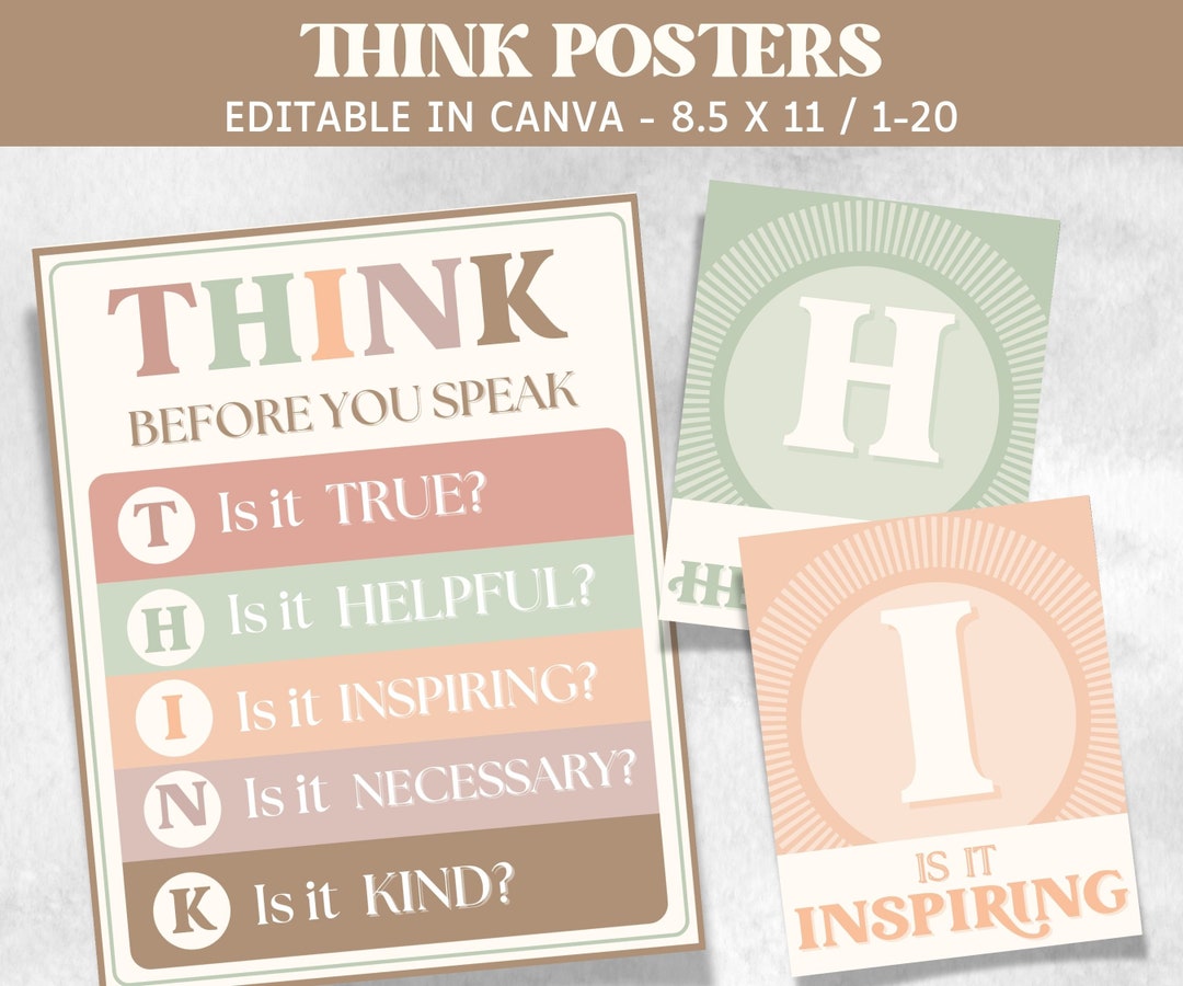 Think Before You, Classroom Think Posters, Therapy Office Decor, School ...