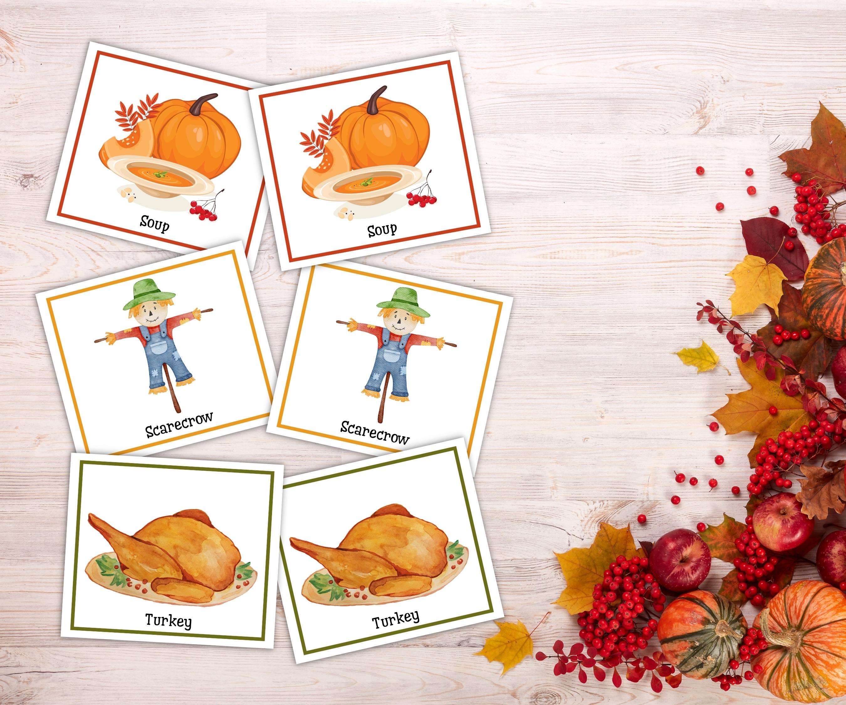 Thanksgiving Memory Pairs, 42 Pairs, Memory Card Game, Thanksgiving ...