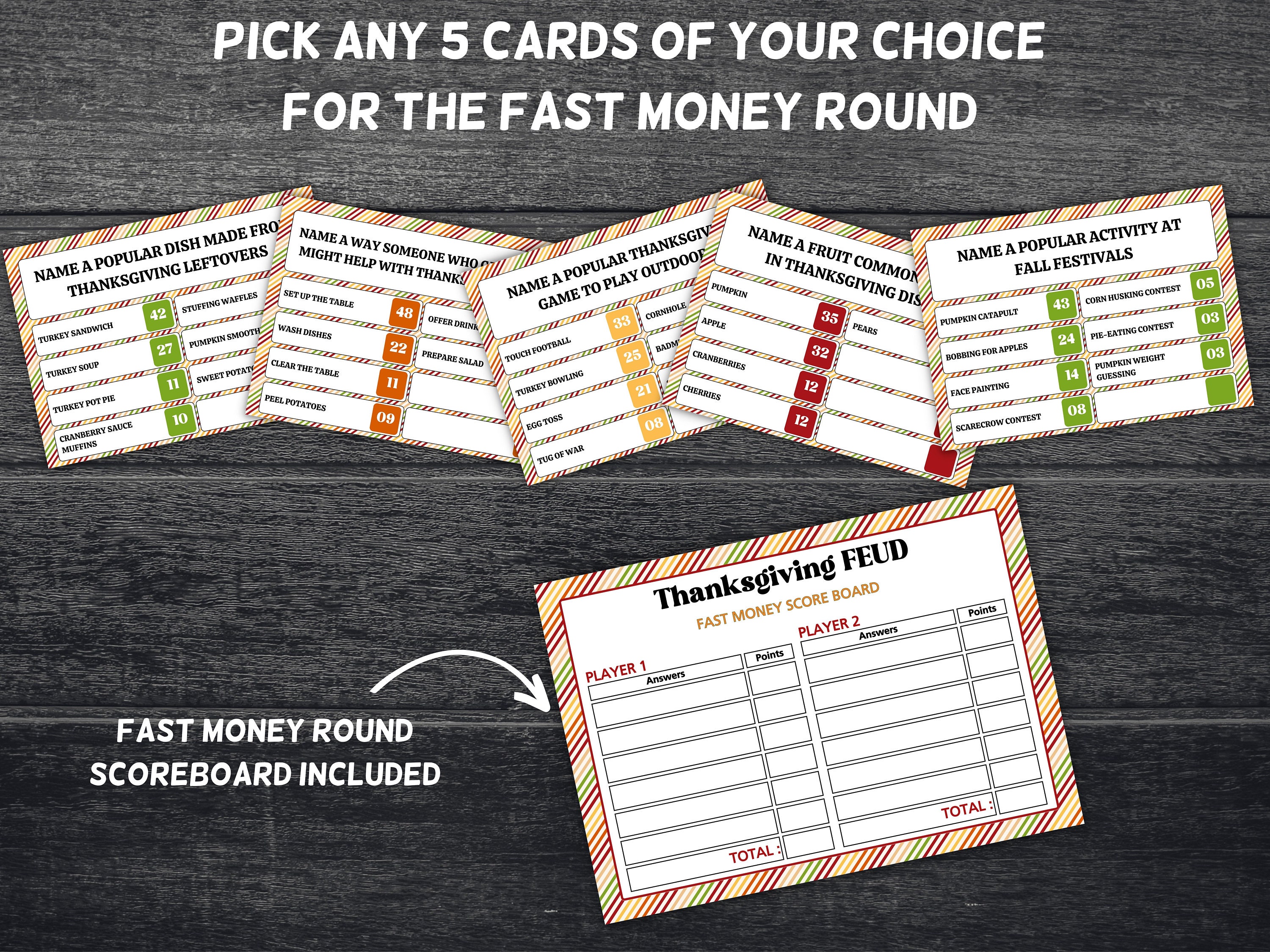 Thanksgiving Friendly Family Feud, Thanksgiving Party Game, Trivia Game ...