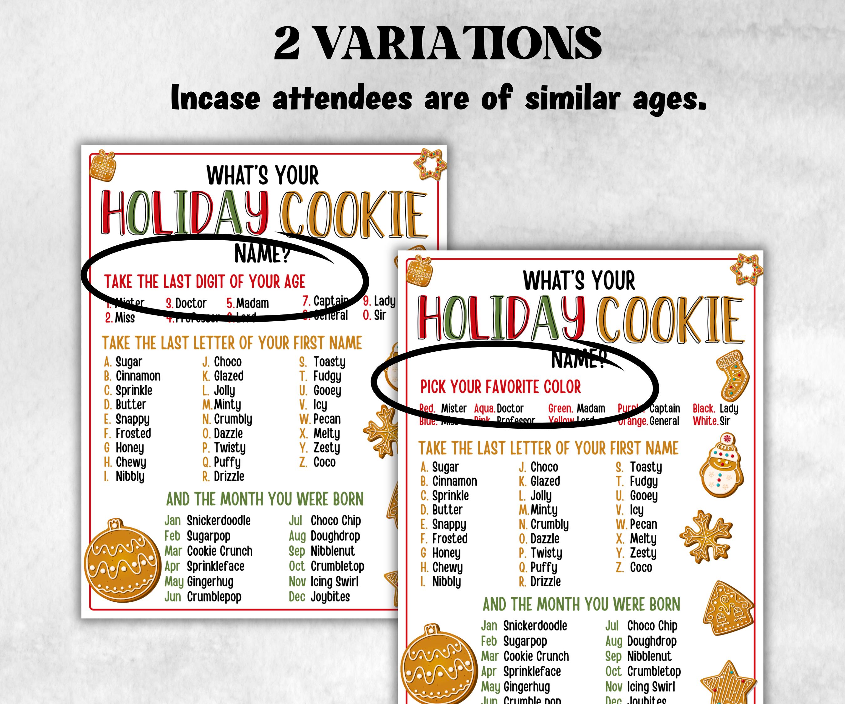 Holiday Cookie Name Tag Game, Cookie Name Board Sign, Name Generator ...
