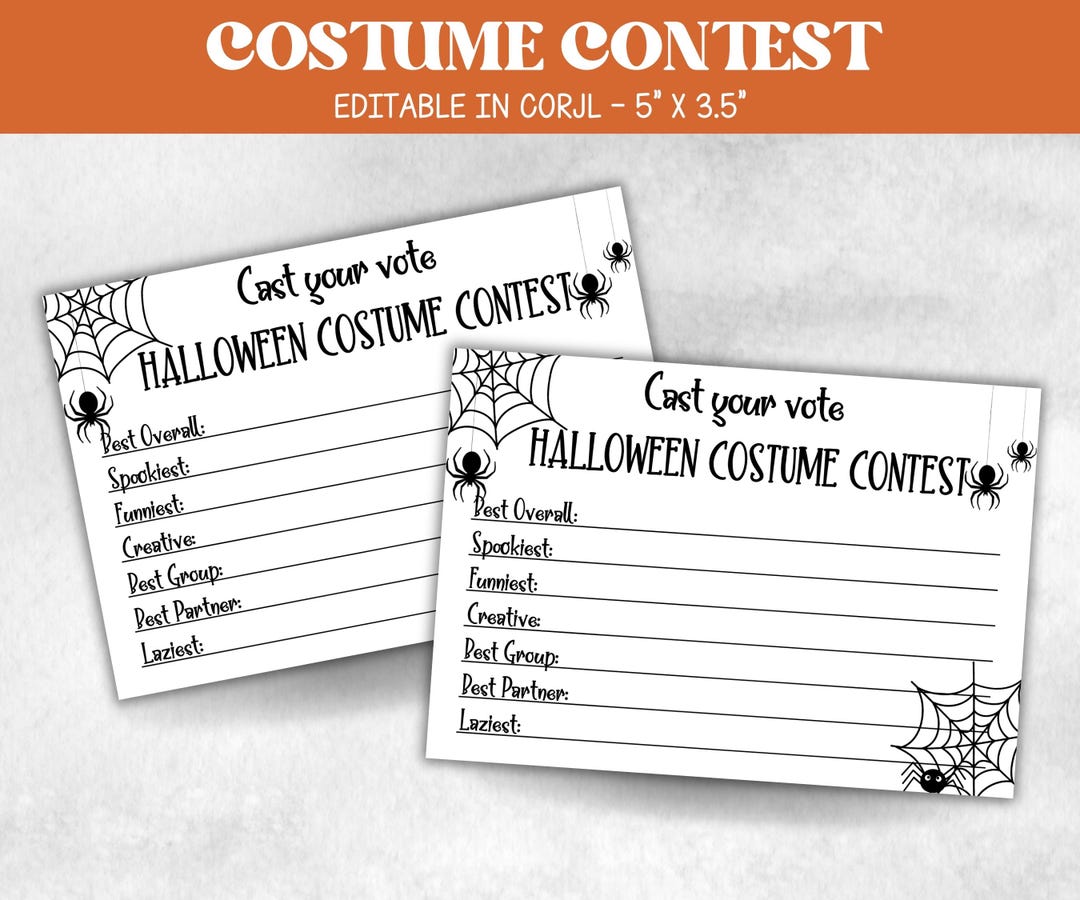 Halloween Costume Contest Cards, Halloween Ballot, Halloween Costume ...