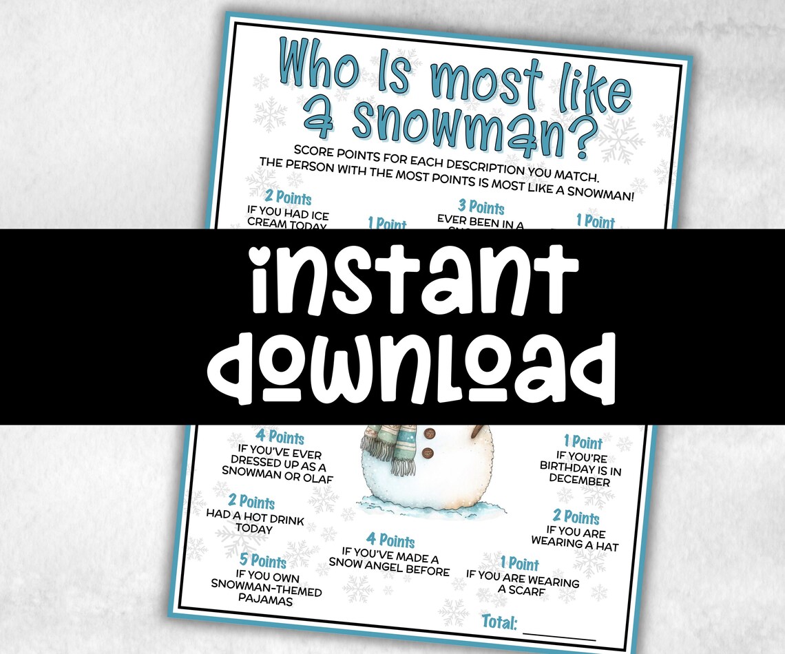 Who is Most Like a Snowman, Winter Games, Frosty the Snowman, Winter ...