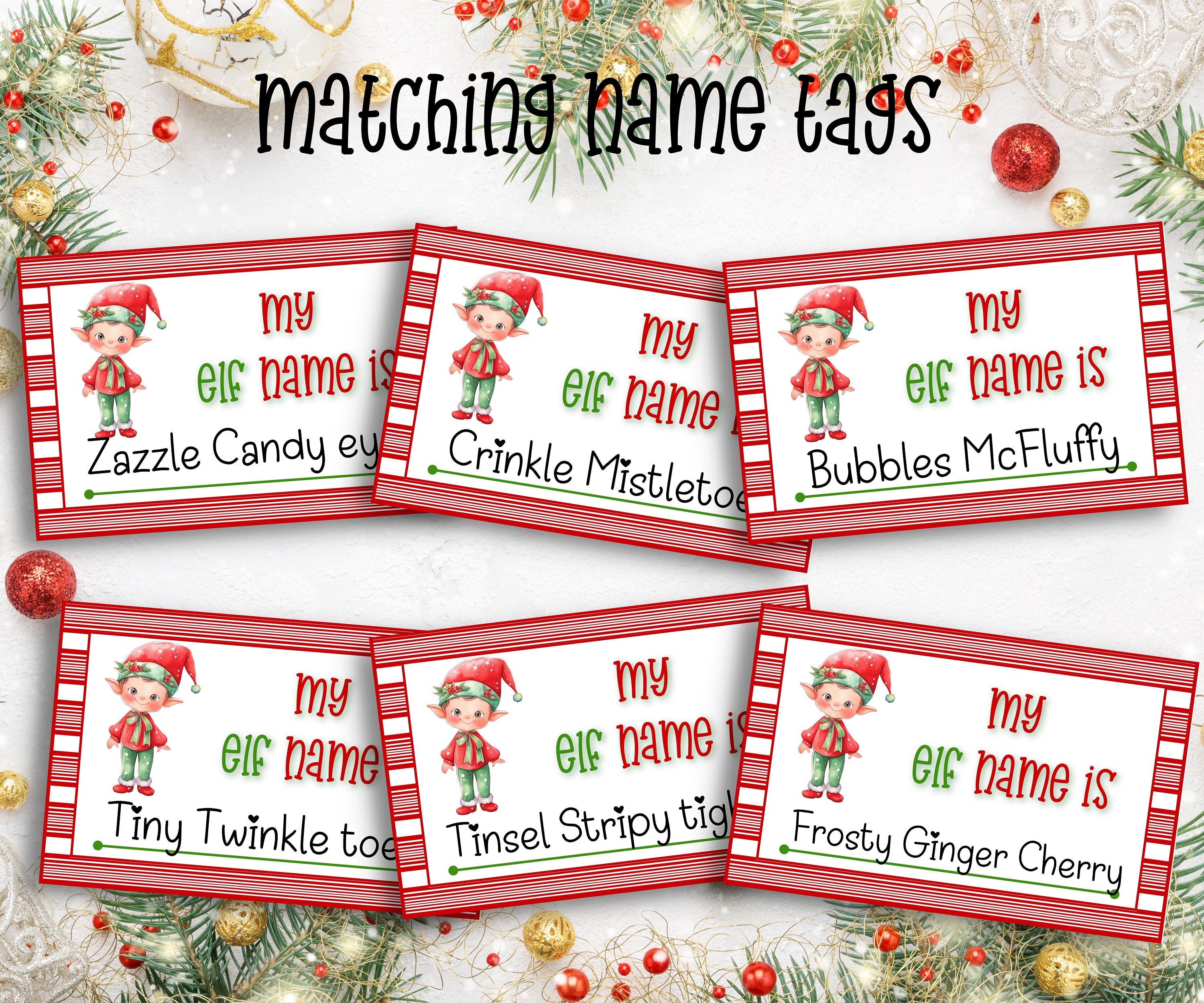 Elf Name Tag Game, Kids Christmas, Elf Name Board Sign, Elf Name ...