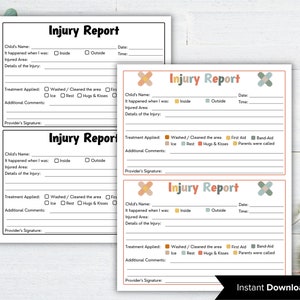 Home Daycare Ouch Report I Injury Report I Incident Report Form I Child ...