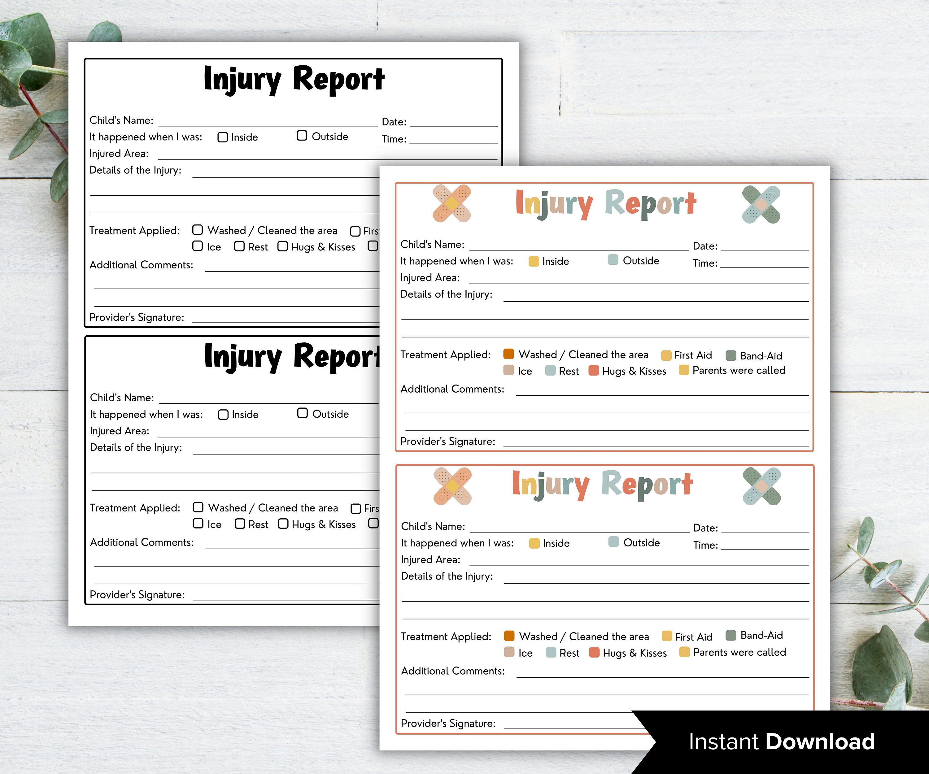 Home Daycare Ouch Report I Injury Report I Incident Report - Etsy
