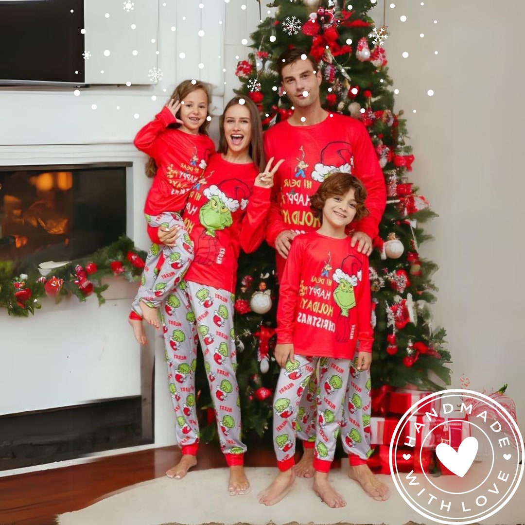 Grinch Christmas Pajamas Matching Family Xmas Pj Set, Cute Gift for ...