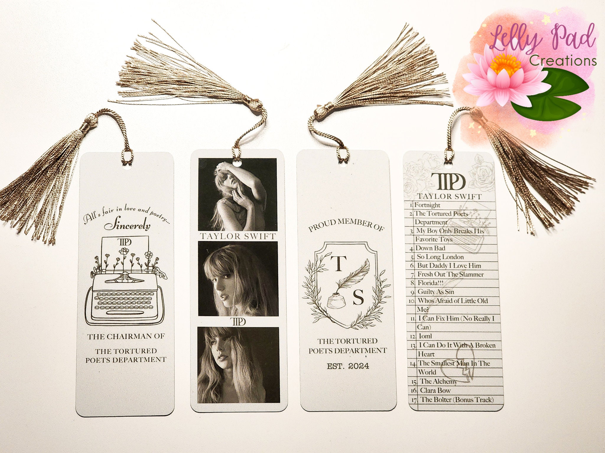 Taylor Swift TTPD Bookmarks, Aluminum Bookmarks With Tassels, Made by ...