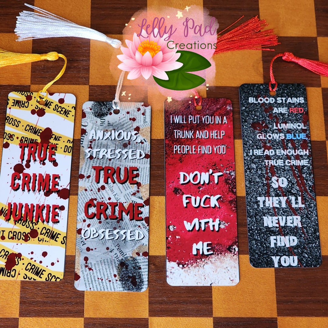 True Crime Bookmarks, Aluminum Bookmarks With Tassels, Made by ...