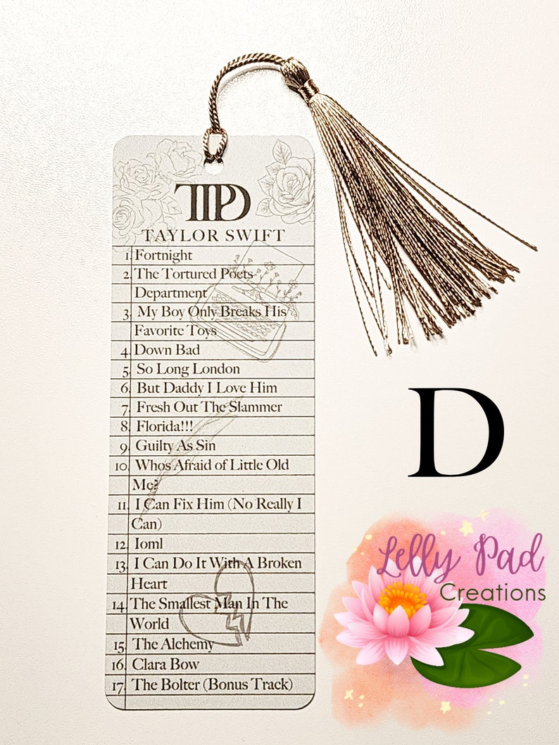 Taylor Swift Ttpd Bookmarks Aluminum Bookmarks With Tassels Made By Sublimation Etsy