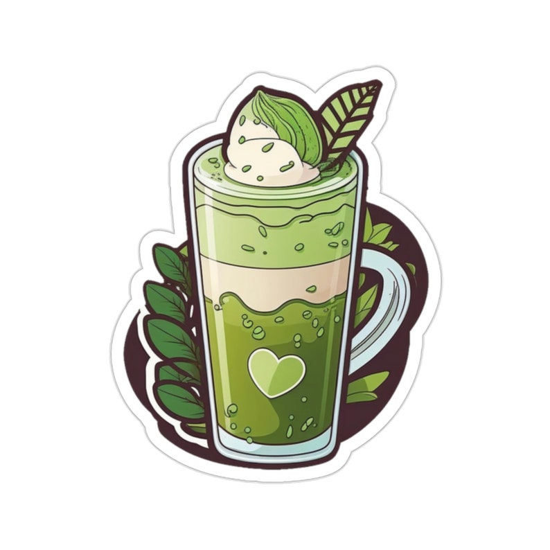 Iced Matcha Latte Sticker, Green Tea, Dessert Sticker, Food Themed ...