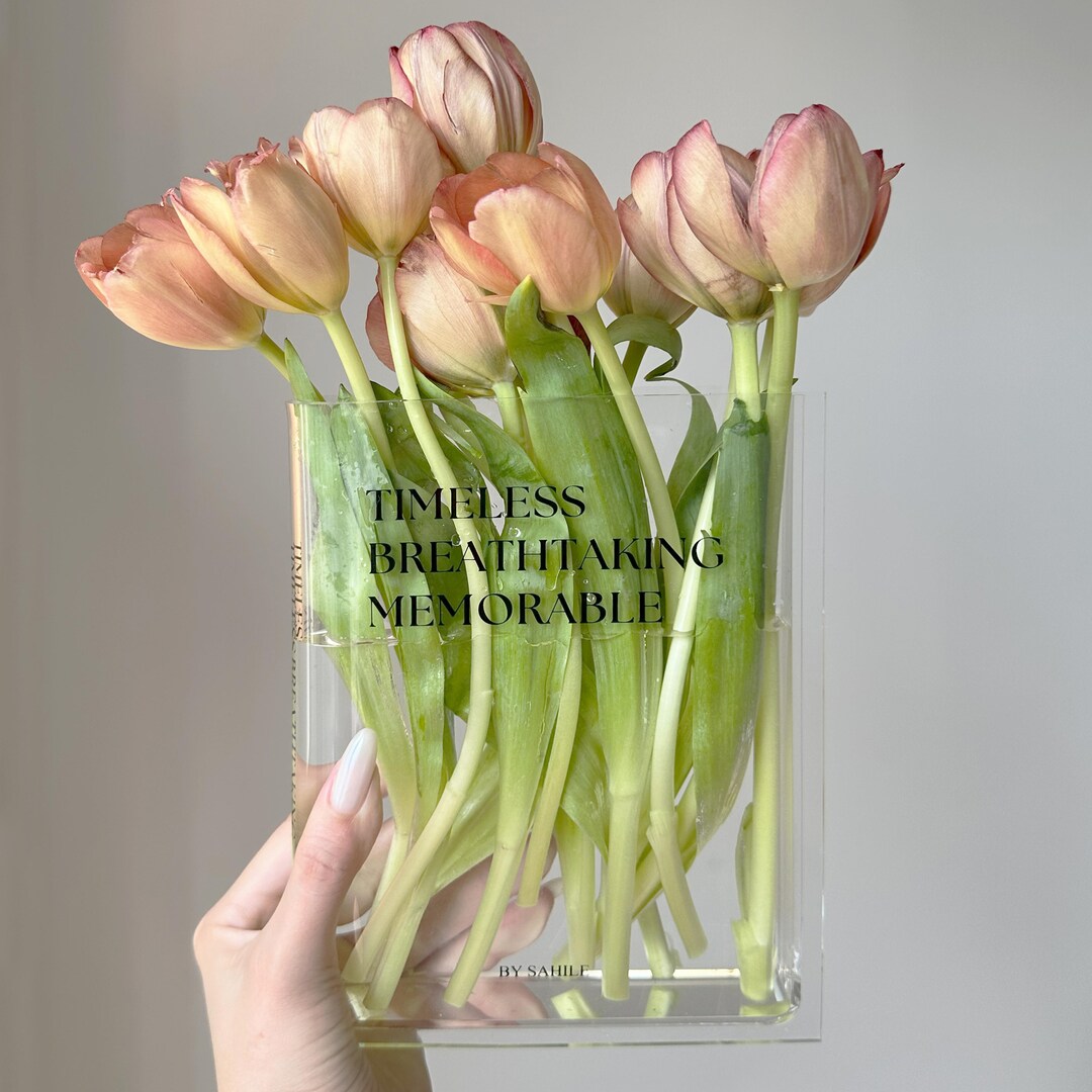 Fall Decor, Clear Book Vase for Flowers Aesthetically Designed Acrylic ...