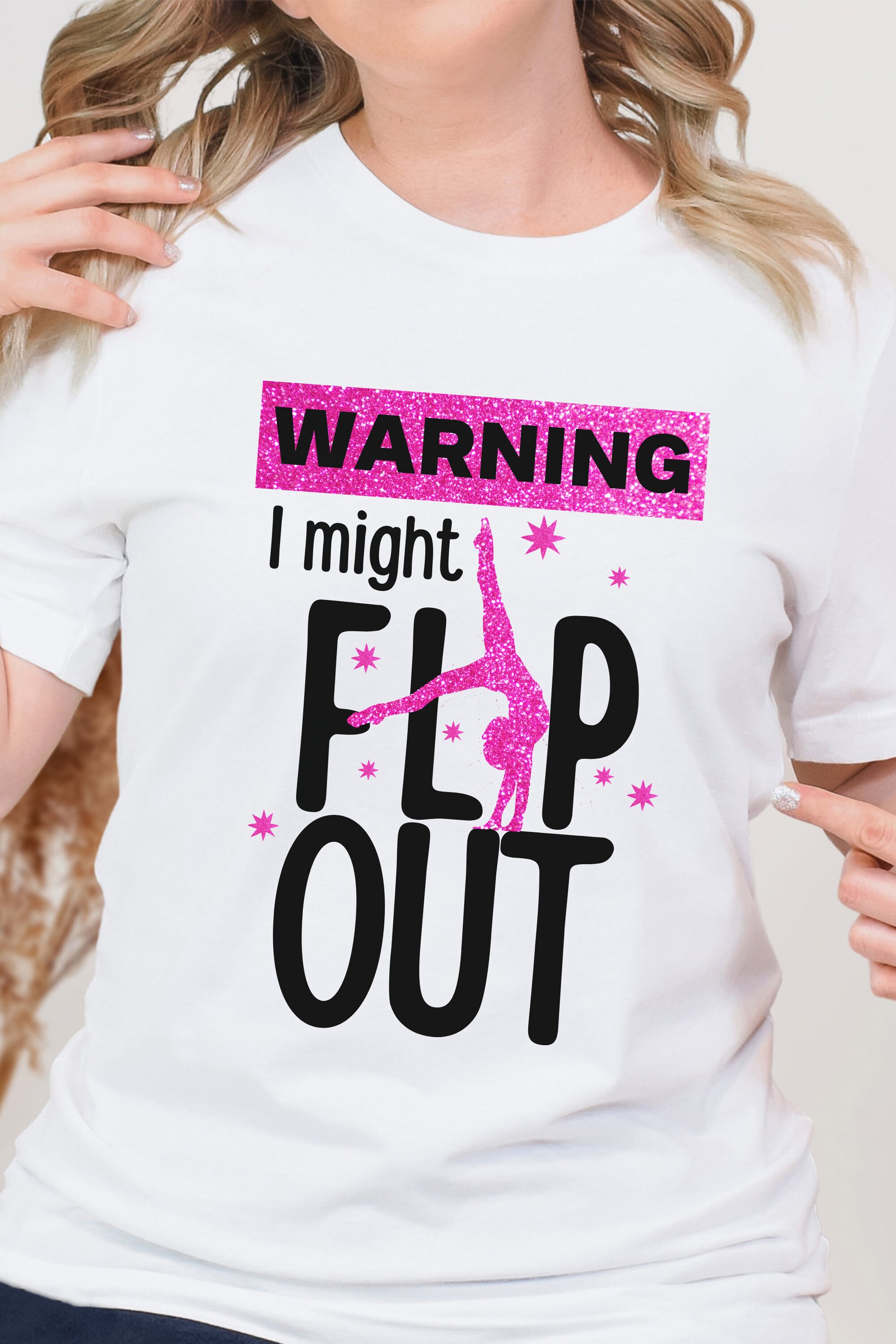 Pink Glittery Gymnast: Warning - I May Flip Out - Digital Download - Etsy