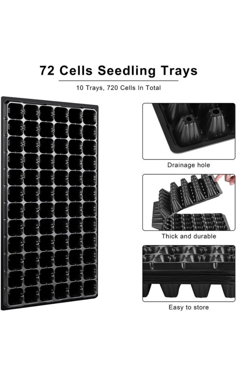 10-pack Seedling Starter Trays, 720 Cells 10 Trays 72-cells - Etsy
