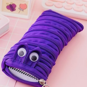 Rainbow Zipper Pencil Cases - Stylish Organizers in Black, Purple, and ...