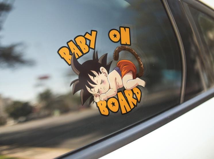 Car Sticker, Baby on Board, Car Decals, Cool Anime Cute Boy Goku Baby ...