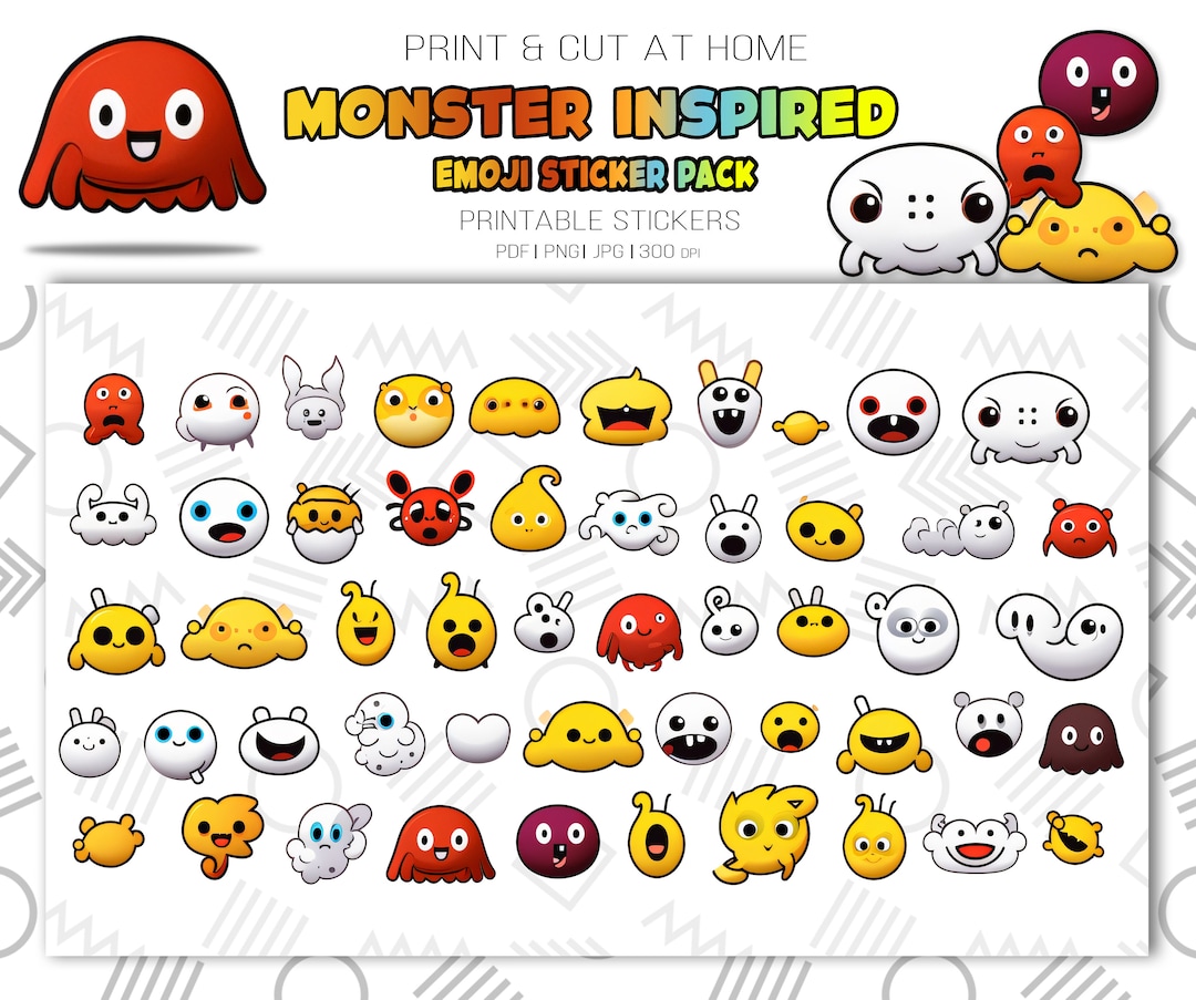 Printable Cute Monsters Sticker Pack | Colorful Bold Vibrant | Arts and ...