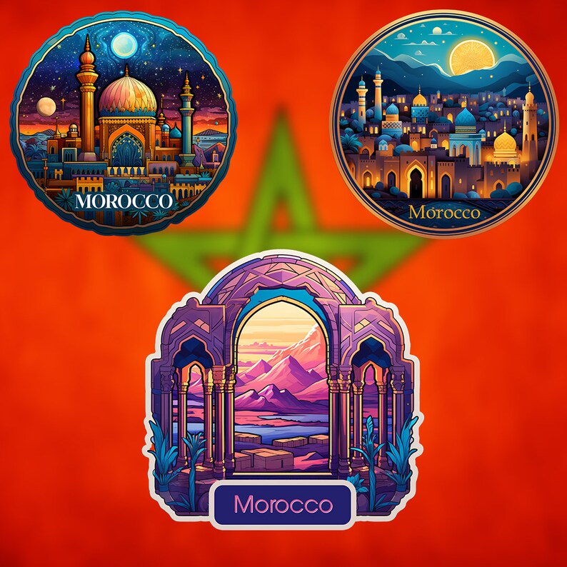 Travel Destination Vibrant Stickers Famous Countries Landmarks Tourism ...