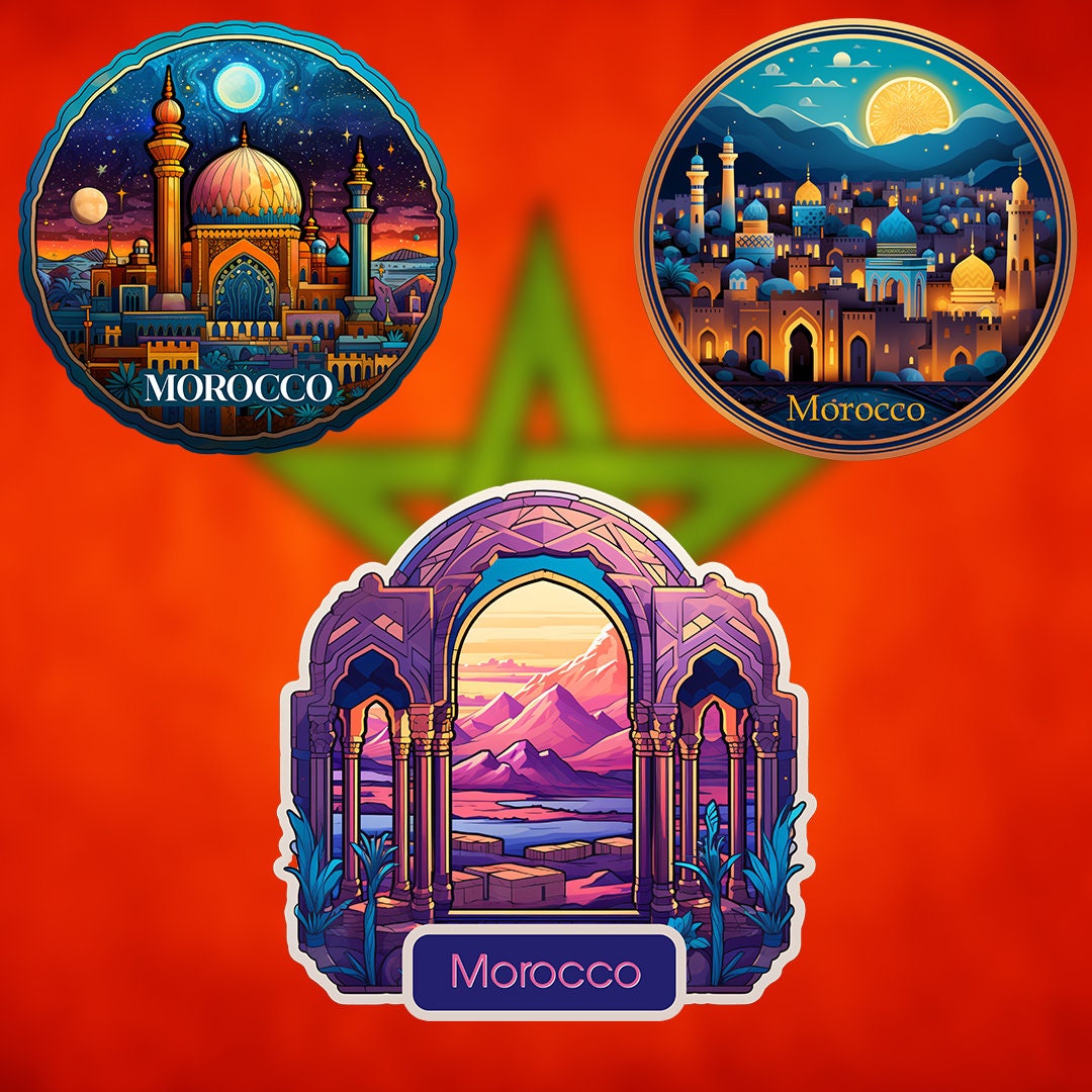 Travel Destination Vibrant Stickers Famous Countries Landmarks Tourism ...