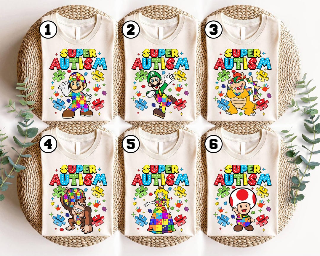Custom Super Mario Autism Shirt, Luigi Princess Peach Shirt, Toad ...