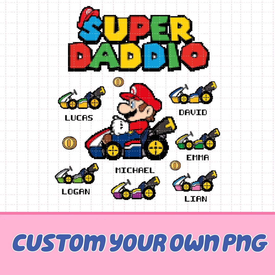 Personalized Super Daddio PNG, Fathers Day Png, Super Mario Png, Super ...