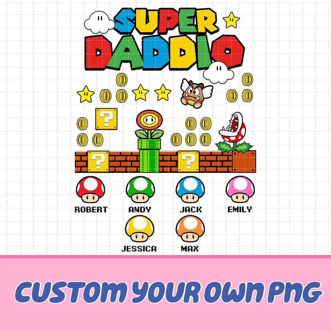 Personalized Super Daddio Png, Super Daddio Png, Super Mario Shirt ...