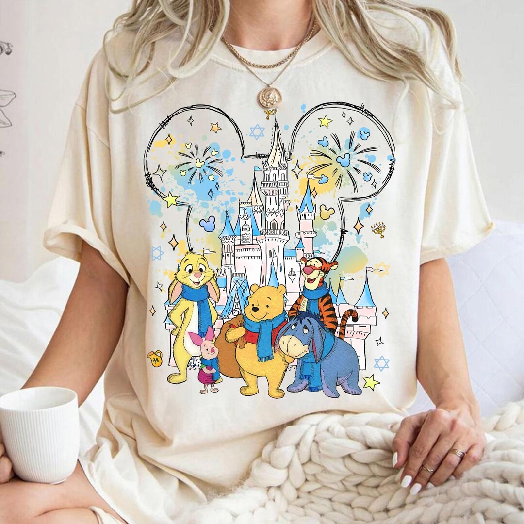 Winnie the Pooh Hanukkah Menorah Shirt, Disneyland Jewish Holiday Tee ...