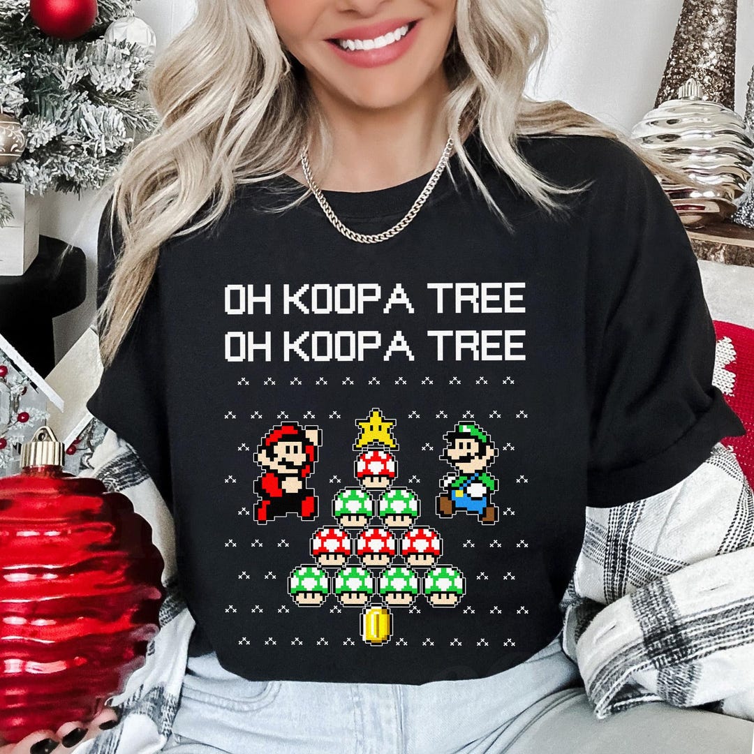 Super Mario Koopa Tree Goomba Ugly Christmas Sweater Super Mario Luigi ...