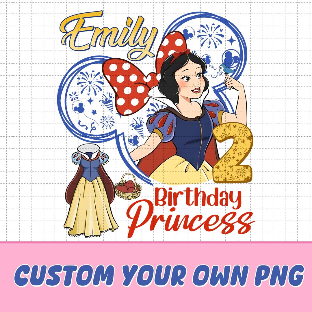 Personalized Snow White Princess Birthday PNG, Disneyland Princess ...