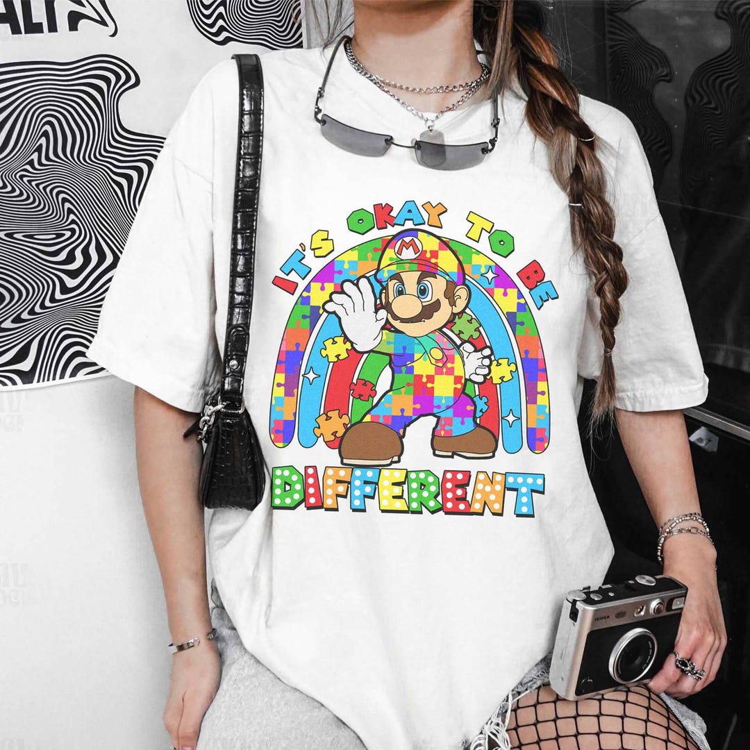 It’s Okay to Be Different Super Mario Autism Shirt, Mario Bros Autism ...
