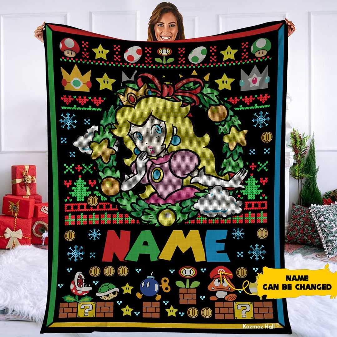 Super Mario Princess Peach Ugly Christmas Blanket Mario - Etsy