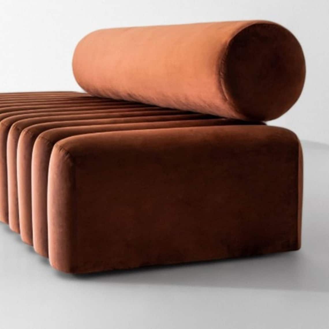 Deeply Tufted Modular Sofa in Rust - Etsy