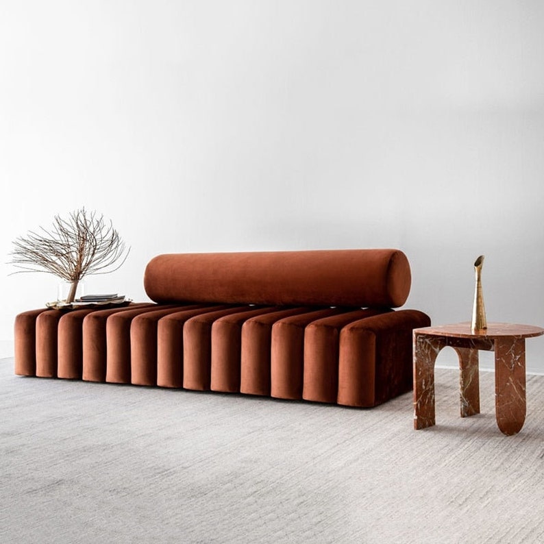 Deeply Tufted Modular Sofa in Rust - Etsy