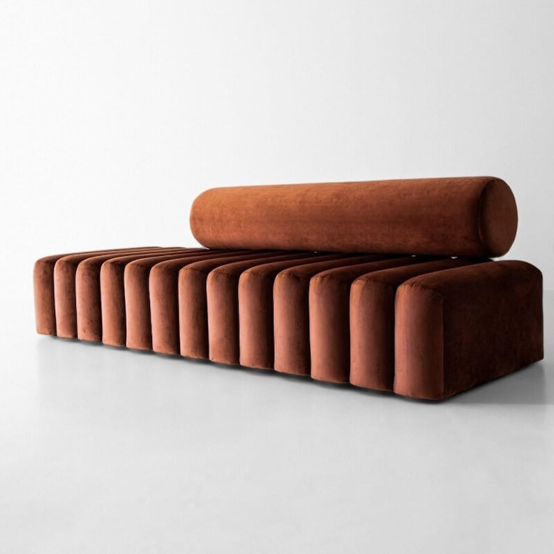 Deeply Tufted Modular Sofa in Rust - Etsy