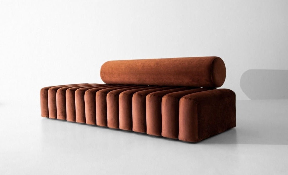 Deeply Tufted Modular Sofa in Rust - Etsy