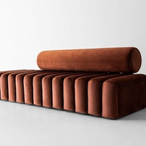 Deeply Tufted Modular Sofa in Rust - Etsy