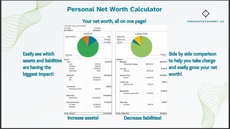 Track Net Worth: Spreadsheet Template | Budget & Finance | Financial ...