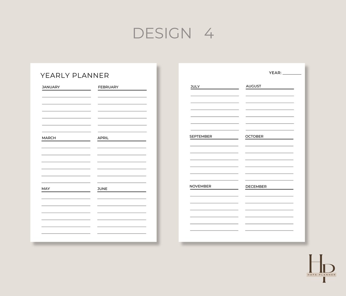 Yearly Planner at a Glance for 2024 Planner Printable, Undated Planner ...