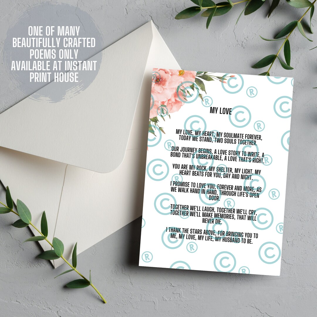 My Love | Wedding Poem | Digital Download | Instant Print | Wedding ...